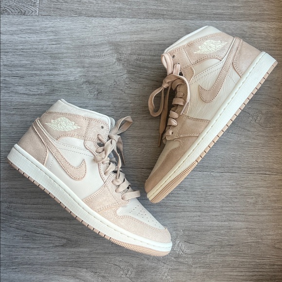 Nike | Shoes | Nwot Air Jordan Mid Se Light Tan Sail Womens 75 Nike ...